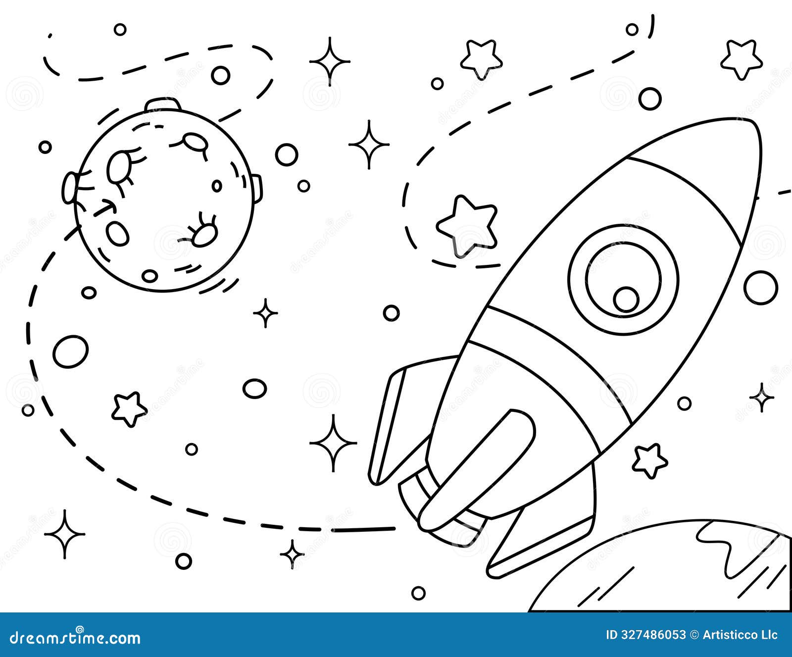 Outer Space Outline Coloring Page Vector Illustration Stock ...