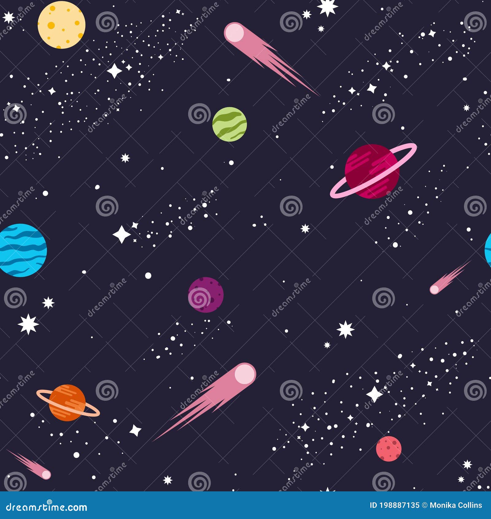 Outer Space Pattern Pink Asteroids Stock Illustration - Illustration of ...