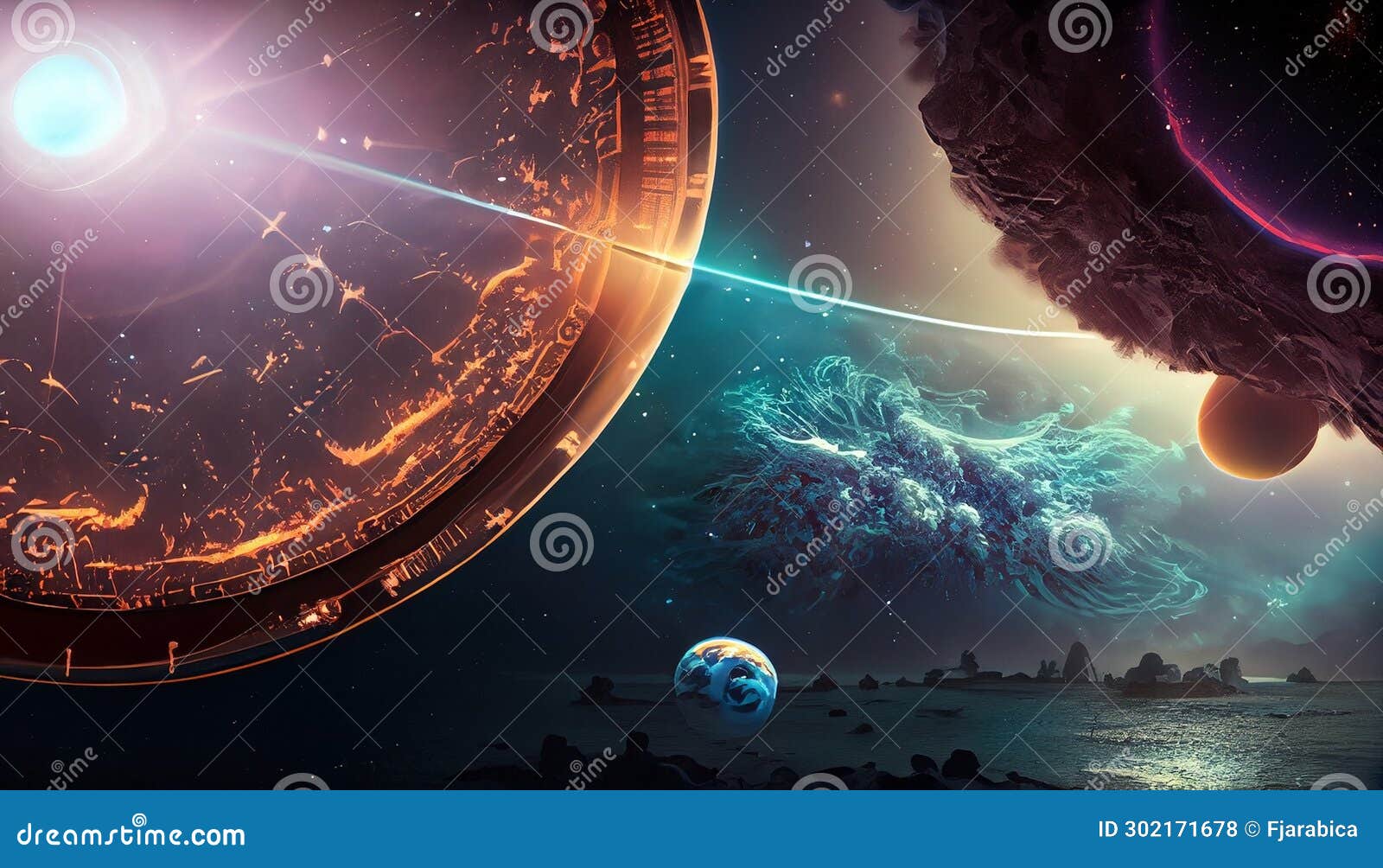 Outer Space with a Portal Suitable As a Book Cover Stock Illustration ...