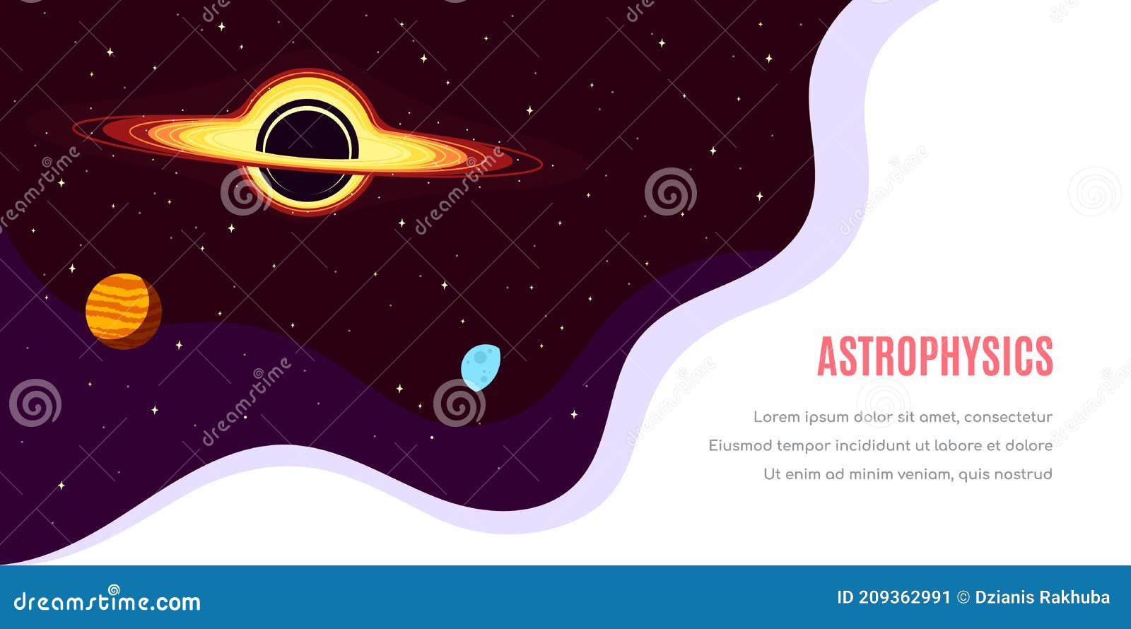 Outer Space Concept Banner Template in Flat Style Stock Vector - Illustration of background ...