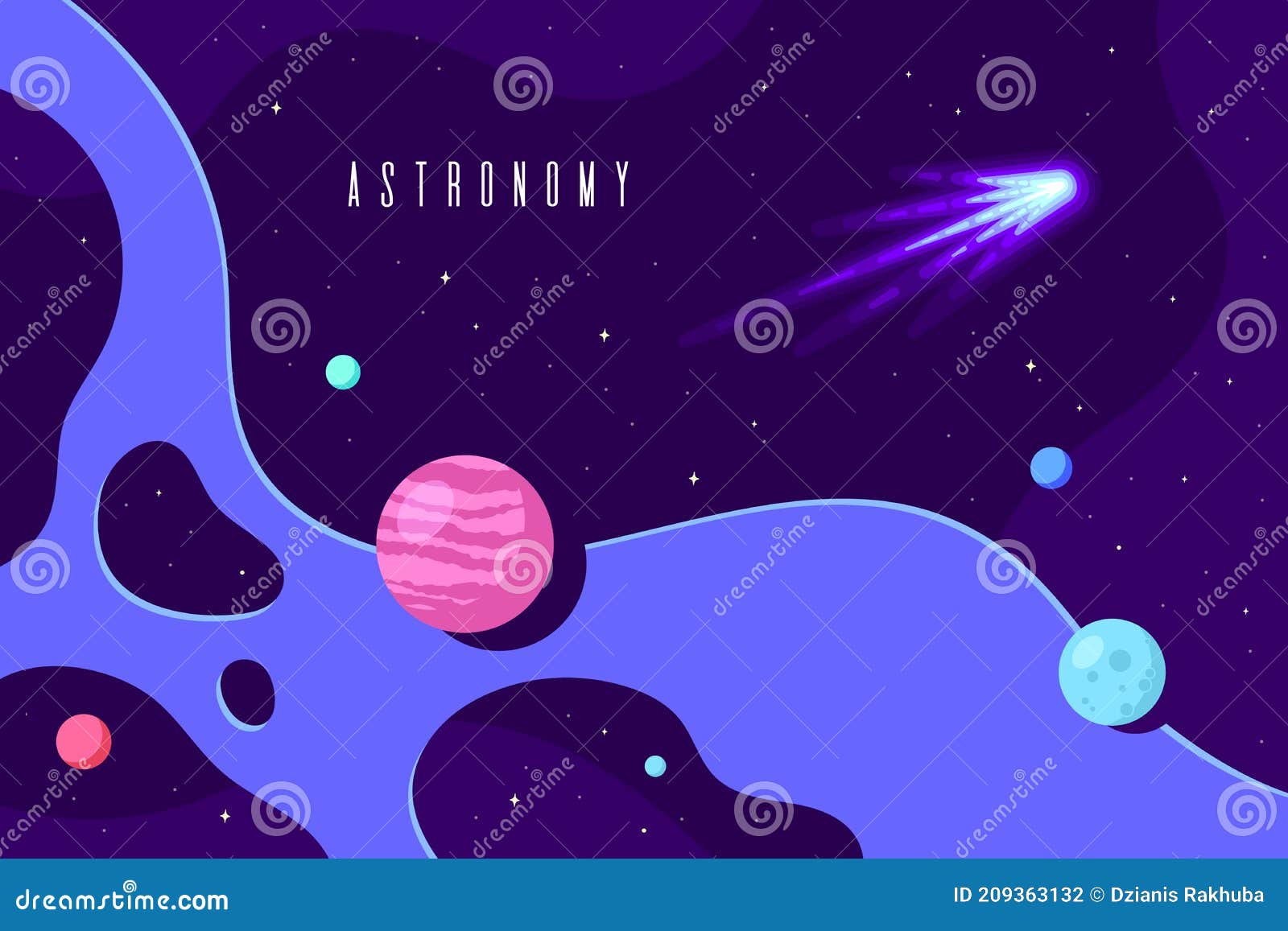 Outer Space Concept Banner Template in Flat Style Stock Vector ...