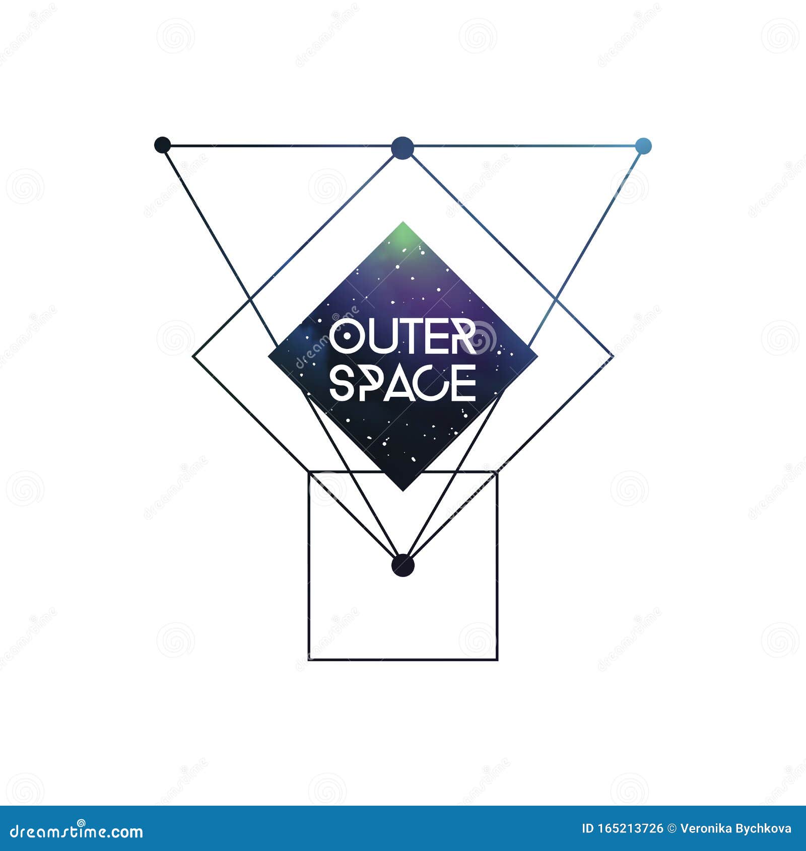 Outer Space Scientific Template with Logo Area. Hipster Triangles and ...