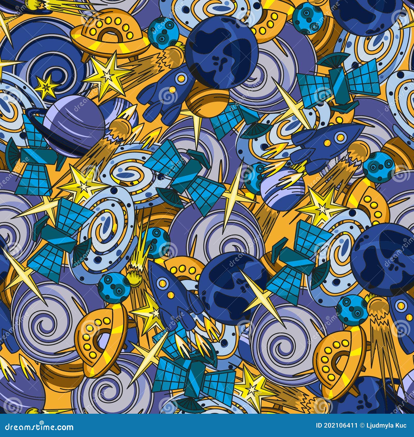 Outer Space Seamless Pattern Stock Illustration - Illustration of ...