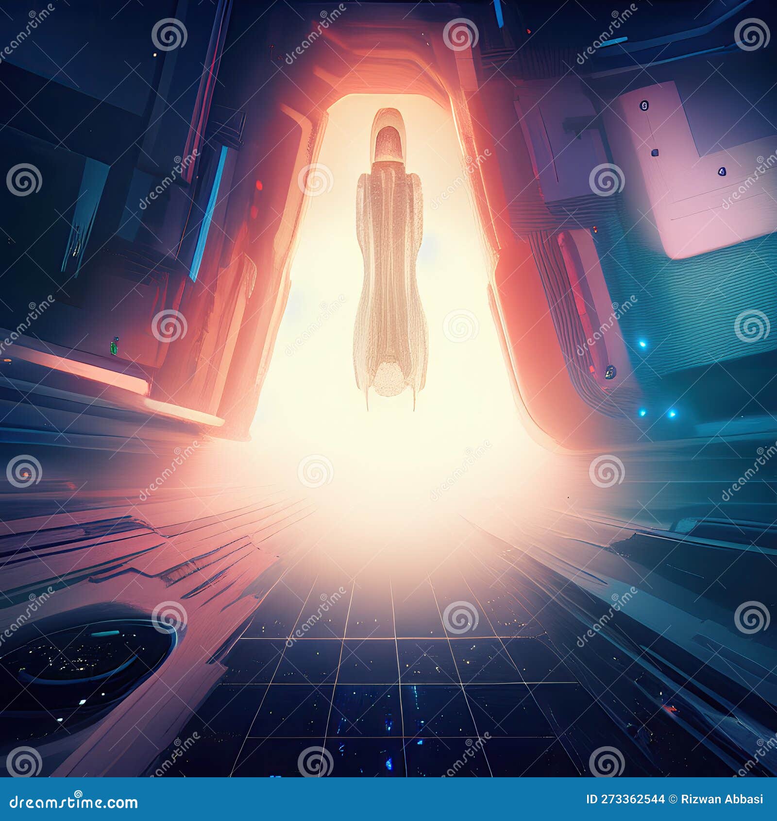 Outer Space Ship Door Opening with Light Stock Illustration ...