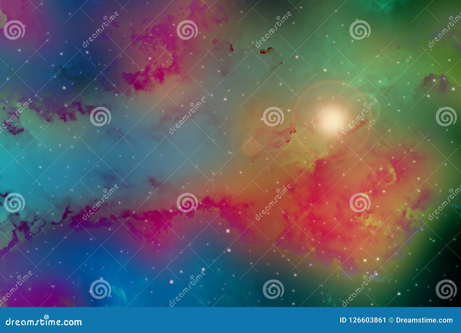 Outer Space with Stars, Cloud Formations Stock Image - Image of wide ...