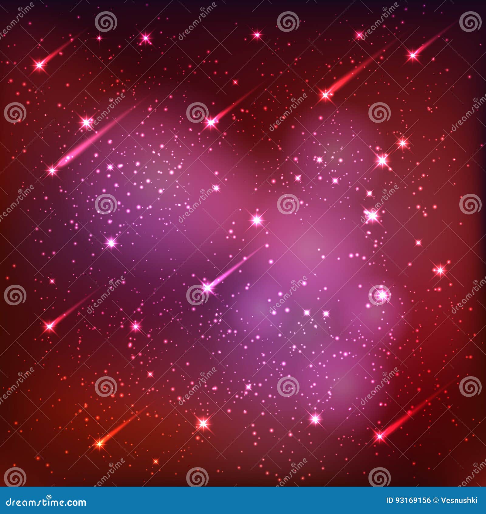 Outer Space, Stars And Universe Red Background Stock Vector ...