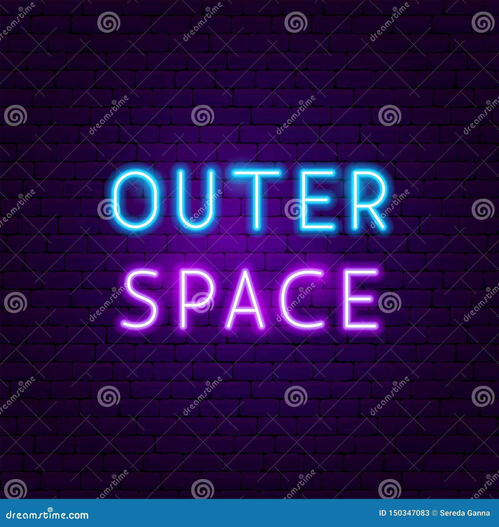 Outer Space Text Neon Label Stock Vector - Illustration of poster ...