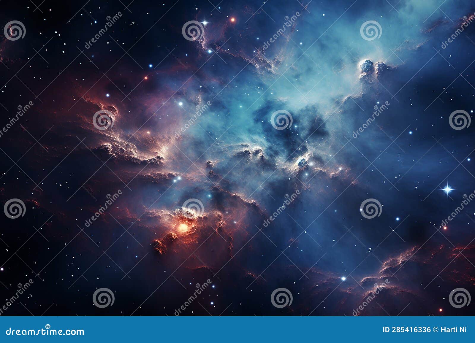 Outer Space View with Shining Nebula and Starlight in Sky Universe ...