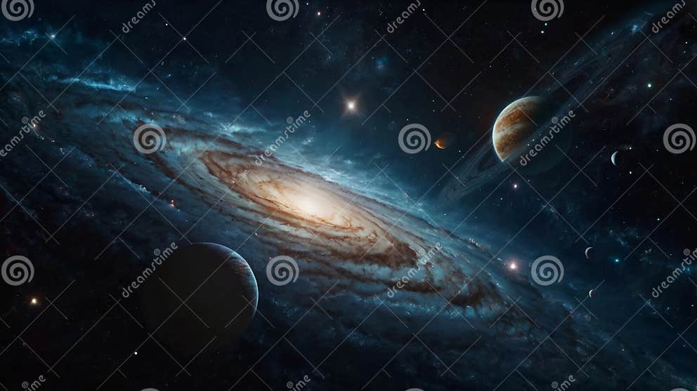 Outer Space Vivid Image of Galaxies, Stars and Planets. Background ...