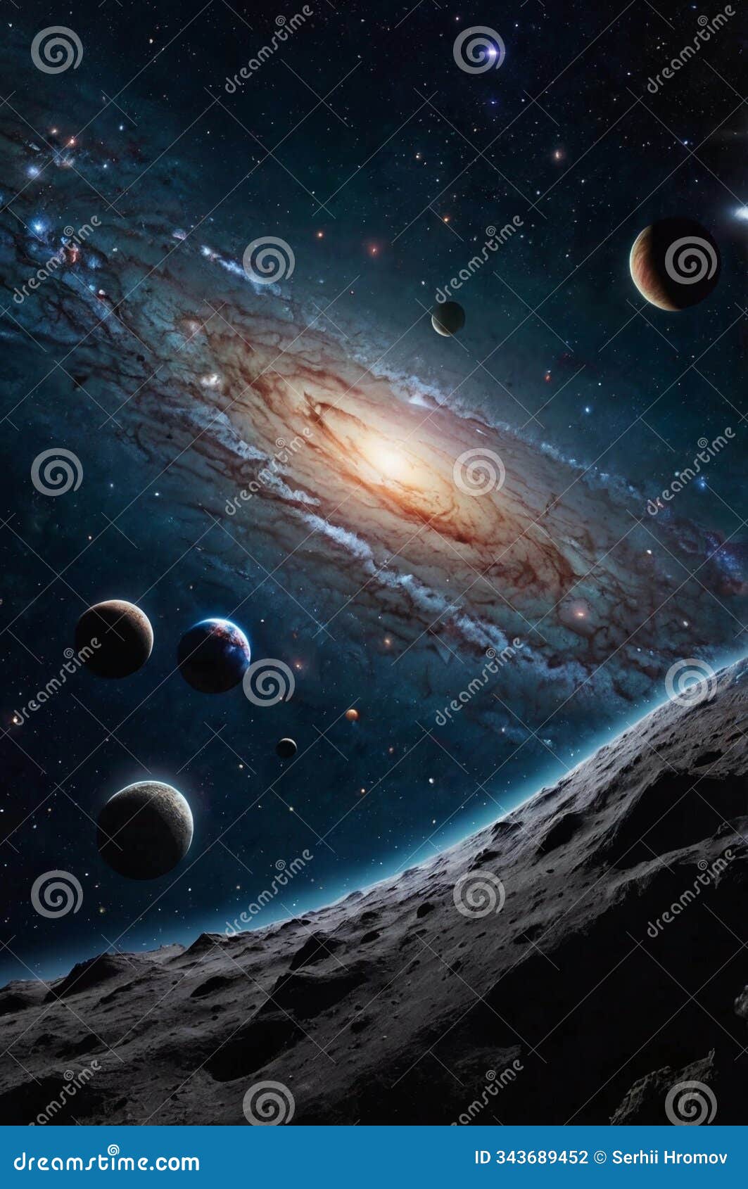 Outer Space Vivid Image of Galaxies, Stars and Planets. Background ...