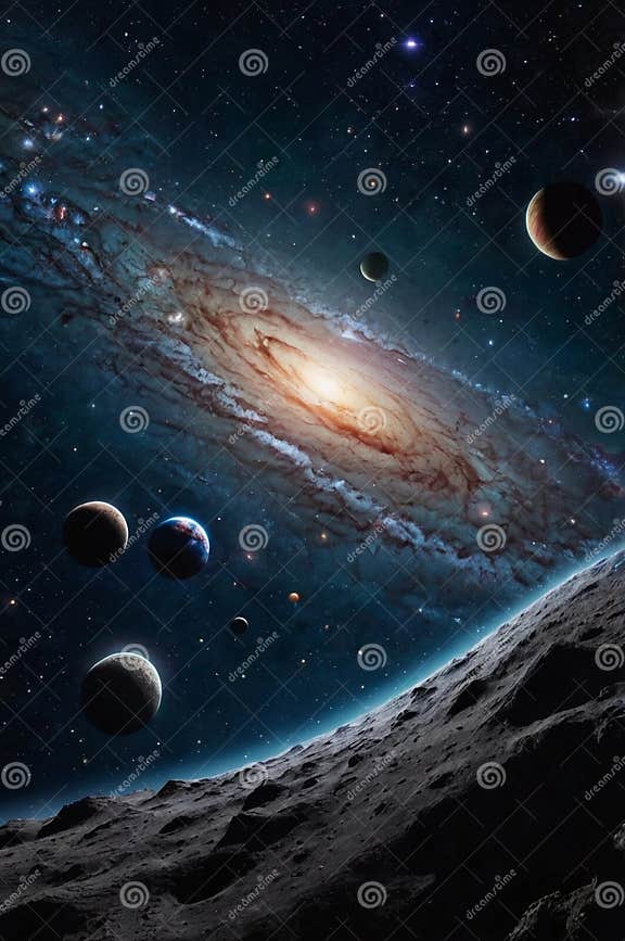 Outer Space Vivid Image of Galaxies, Stars and Planets. Background ...