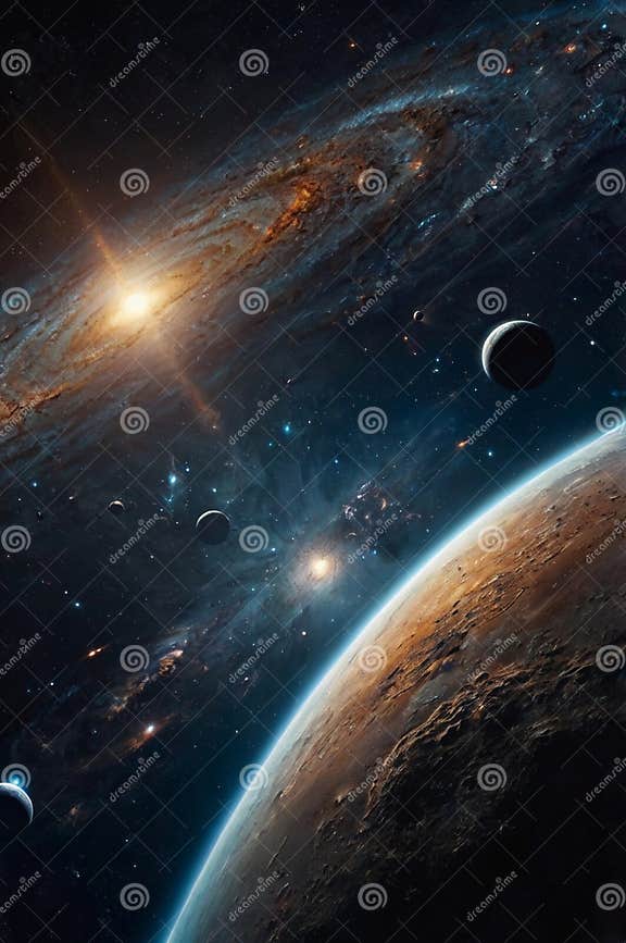 Outer Space Vivid Image of Galaxies, Stars and Planets. Background ...