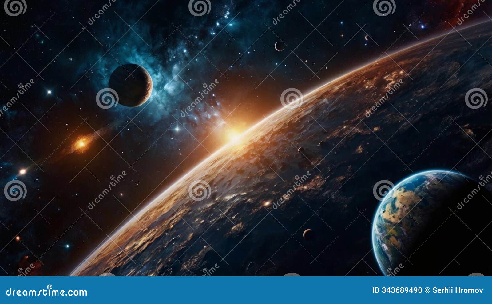 Outer Space Vivid Image of Galaxies, Stars and Planets. Background ...