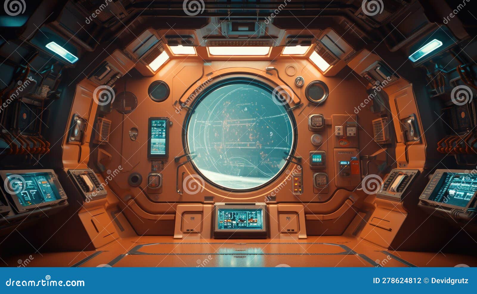 Outer View of Spaceship Window. Generative AI Stock Illustration ...