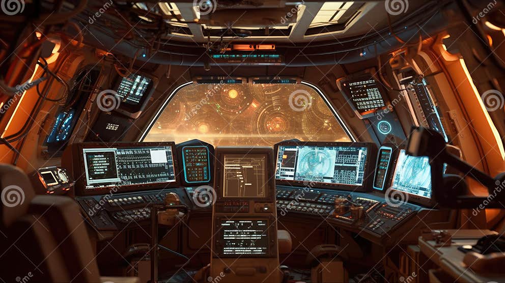 Outer View of Spaceship Window. Generative AI Stock Illustration ...