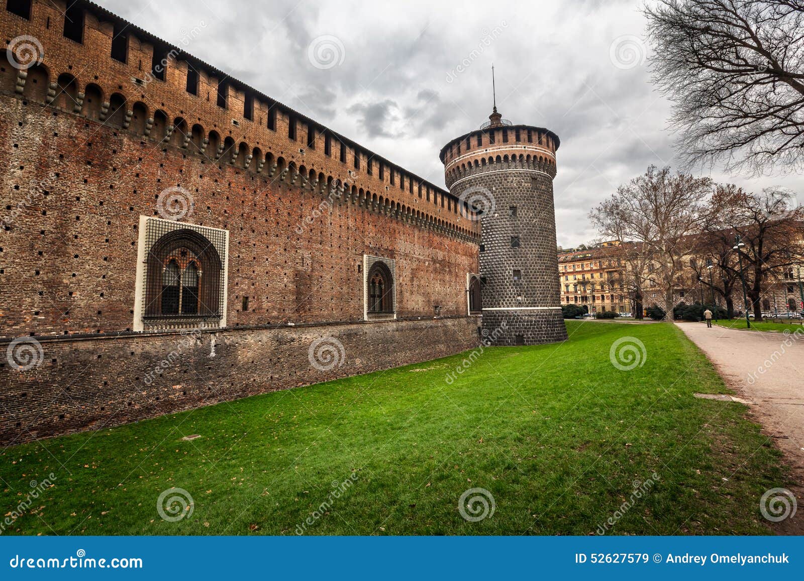 The Outer Wall of Castello Sforzesco (Sforza Castle) in Milan Stock ...