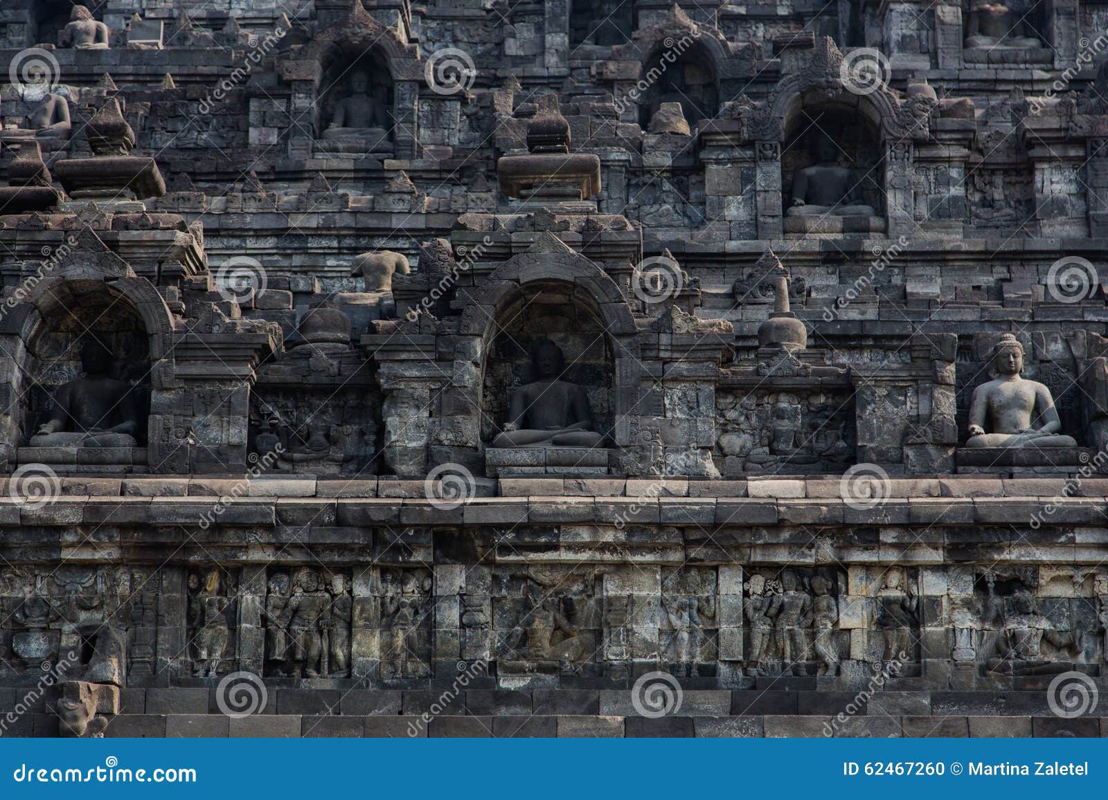 Outer Wall Detail of Borobudur Temple, Java, Indonesia Stock Photo ...