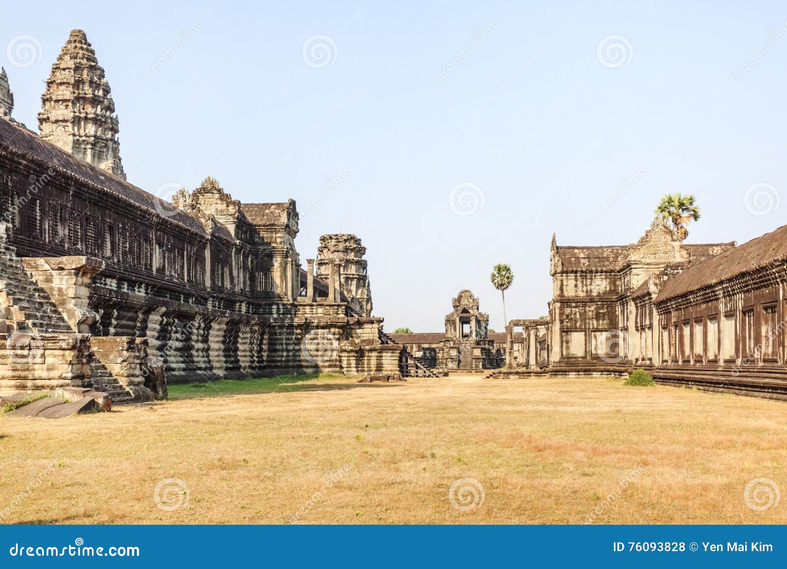 Outer Yard of the Lotus-like Tower, Angkor Wat, Siem Reap, Cambodia ...
