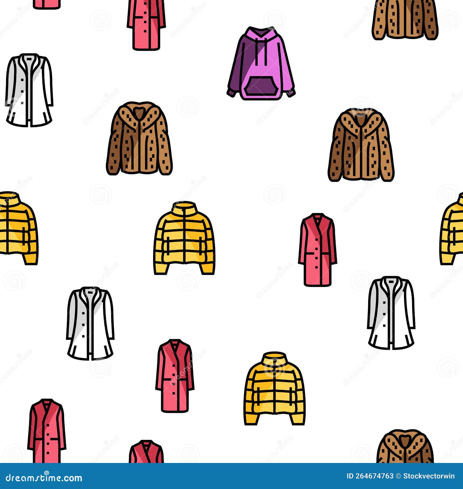 Outerwear Female Clothes Girl Vector Seamless Pattern Stock