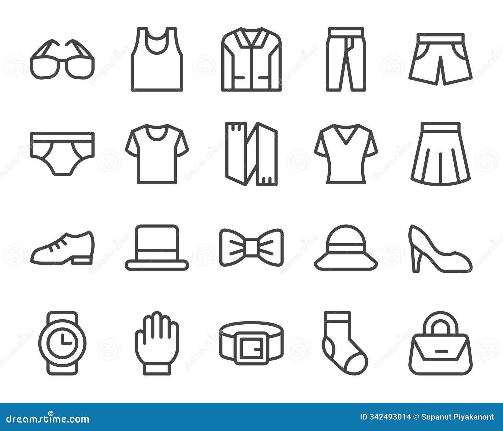 Clothes Line Icon Set, Clothing Symbols Collection, Vector Sketches ...
