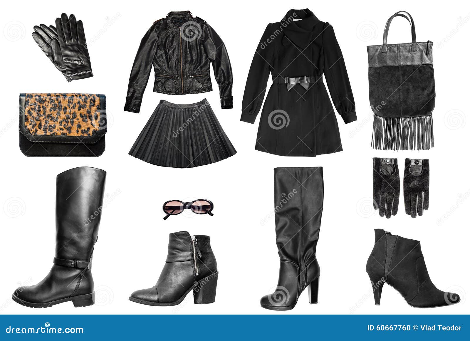 Outfits of Clothes on a White Background Stock Photo - Image of female ...