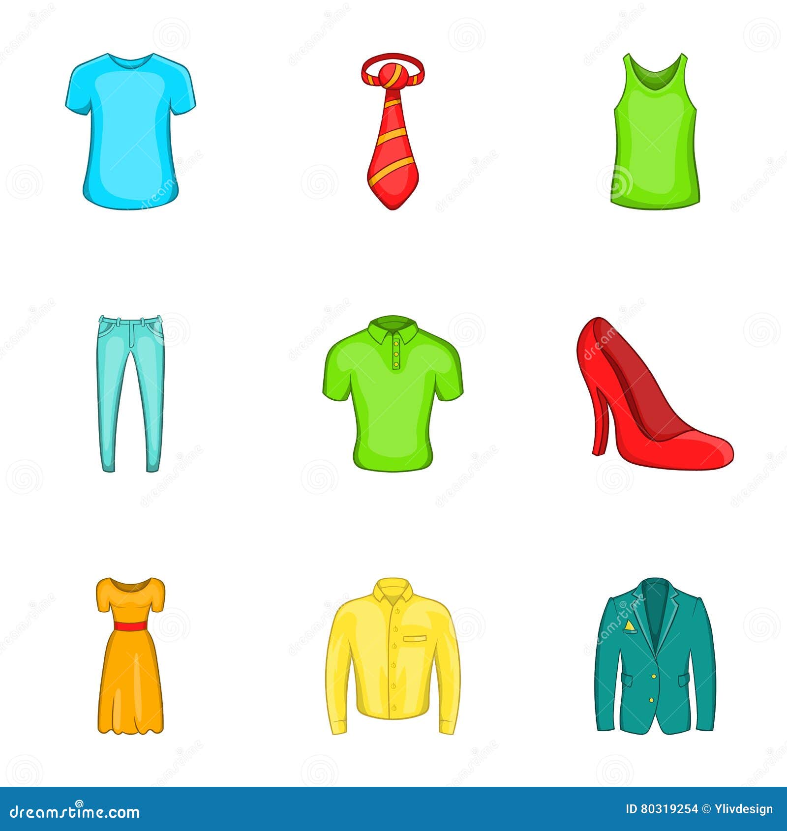 Outfits Icons Set, Cartoon Style Stock Vector - Illustration of cotton ...