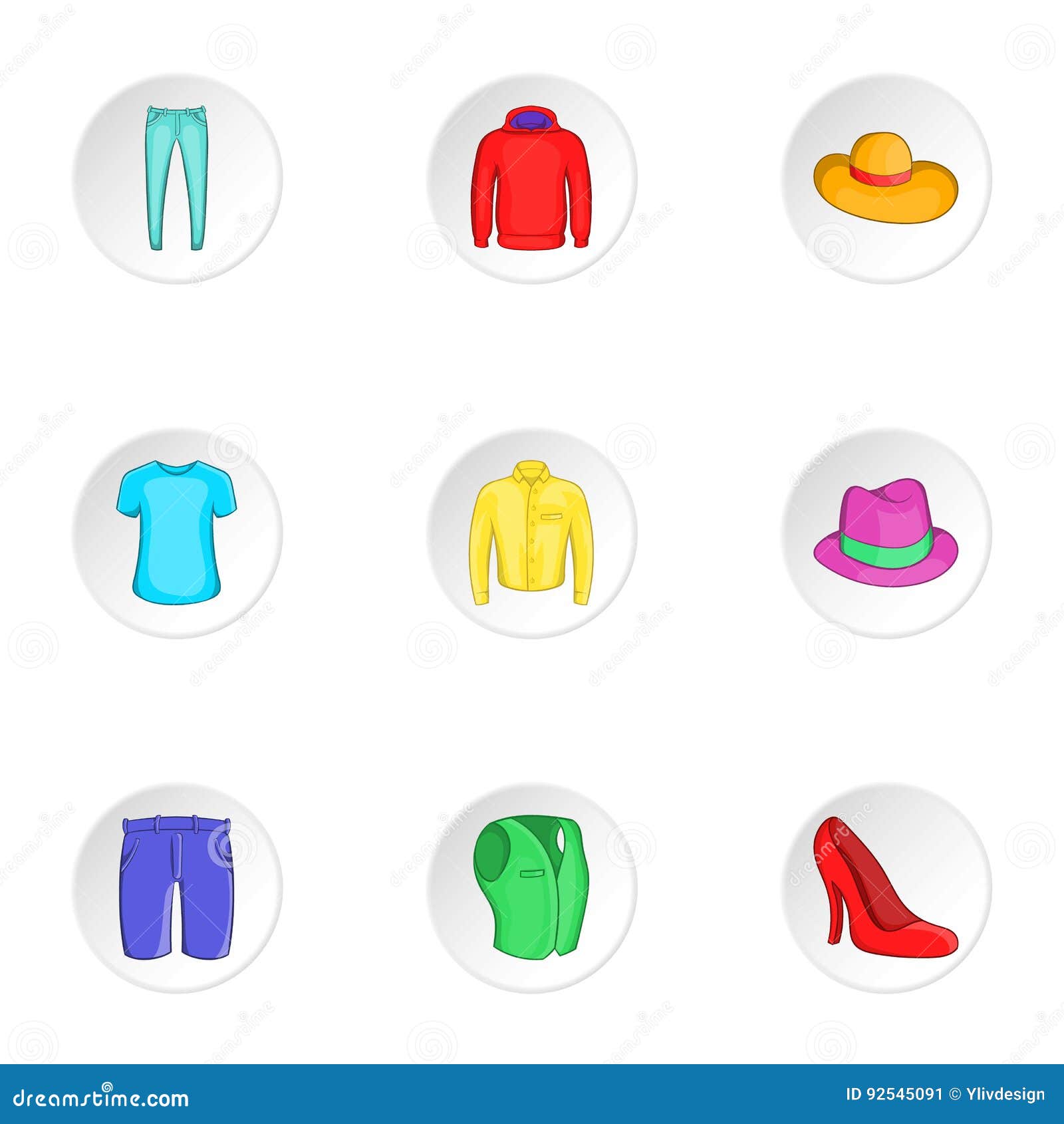Outfits Icons Set, Cartoon Style Stock Vector - Illustration of sign ...