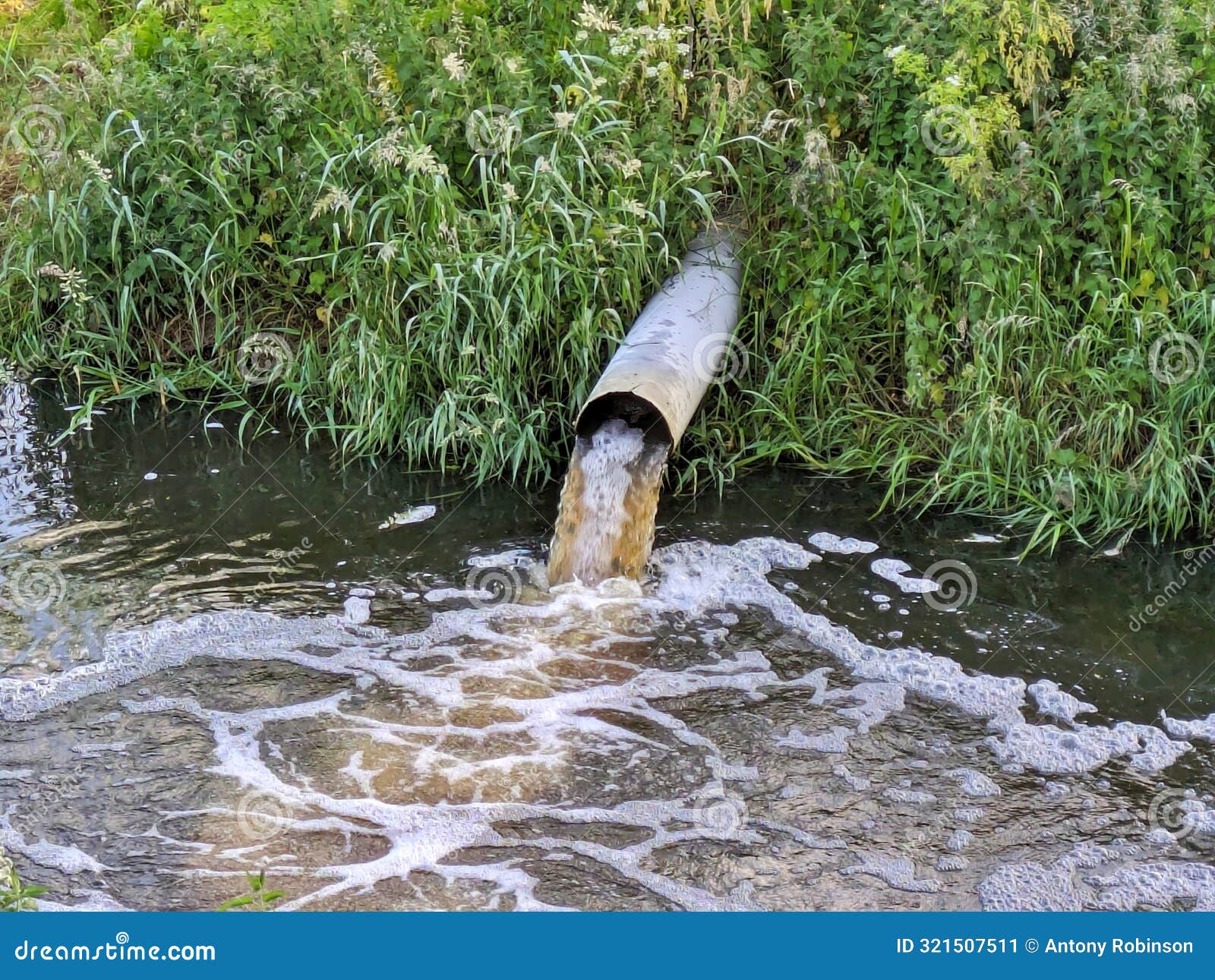 Outflow Pipe Discharging Waste into River Stock Image - Image of ...