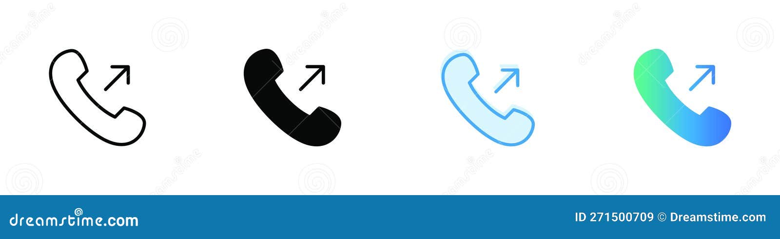Outgoing Call Icon With Outline Handset And Arrow Vector Illustration ...