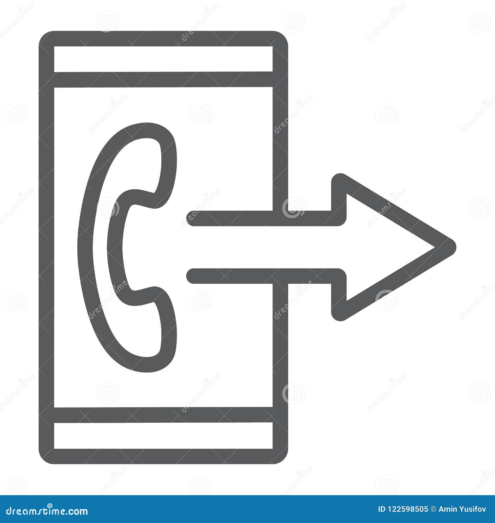 Outgoing Call Icon With Outline Handset And Arrow Vector Illustration ...