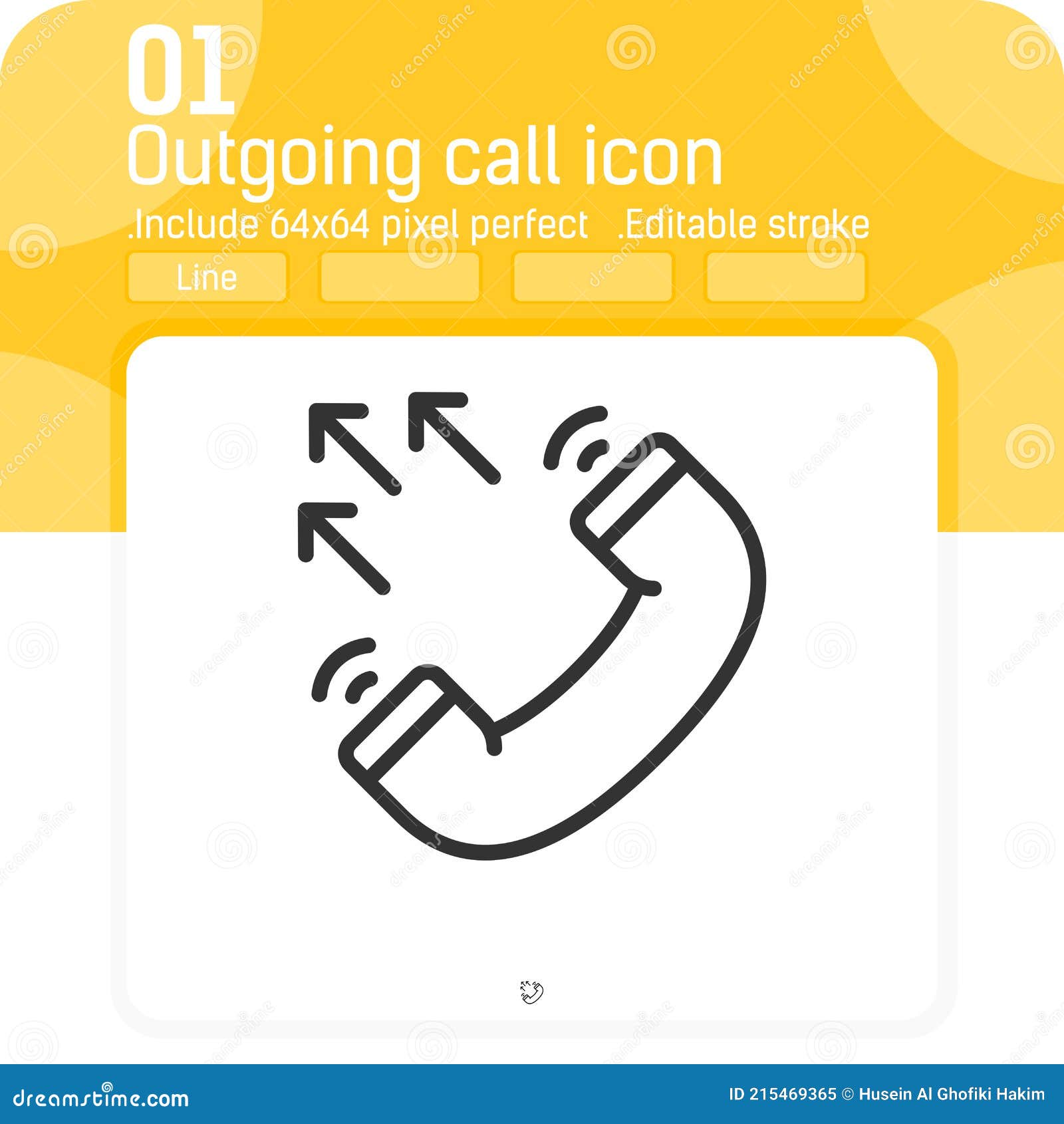 Outgoing Call Vector Icon with Outline Style Isolated on White ...