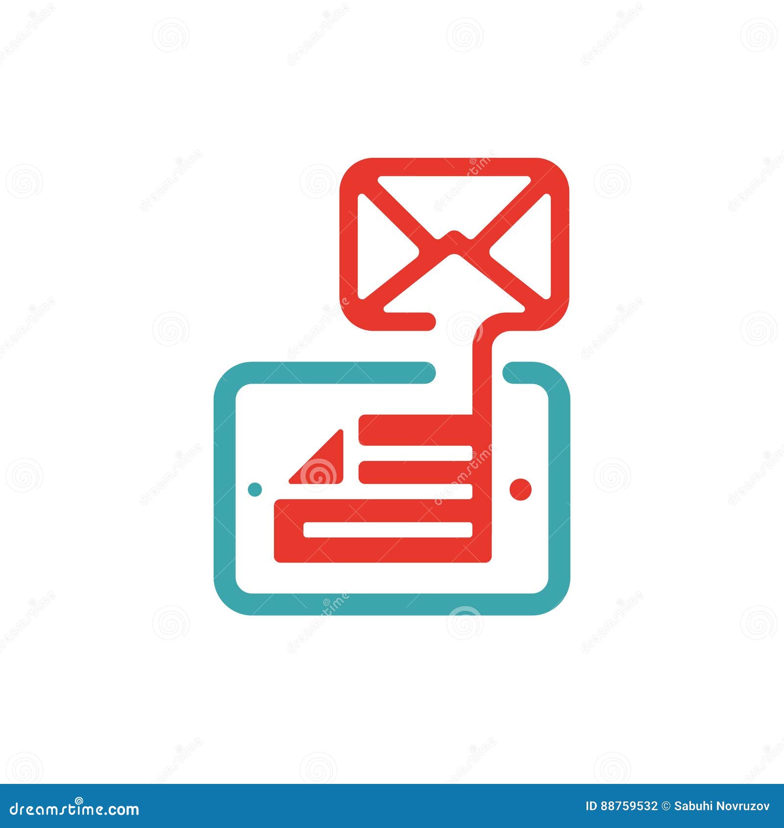 Outgoing Mail Icon on Tablet Laptop Vector Illustration. Stock Vector ...