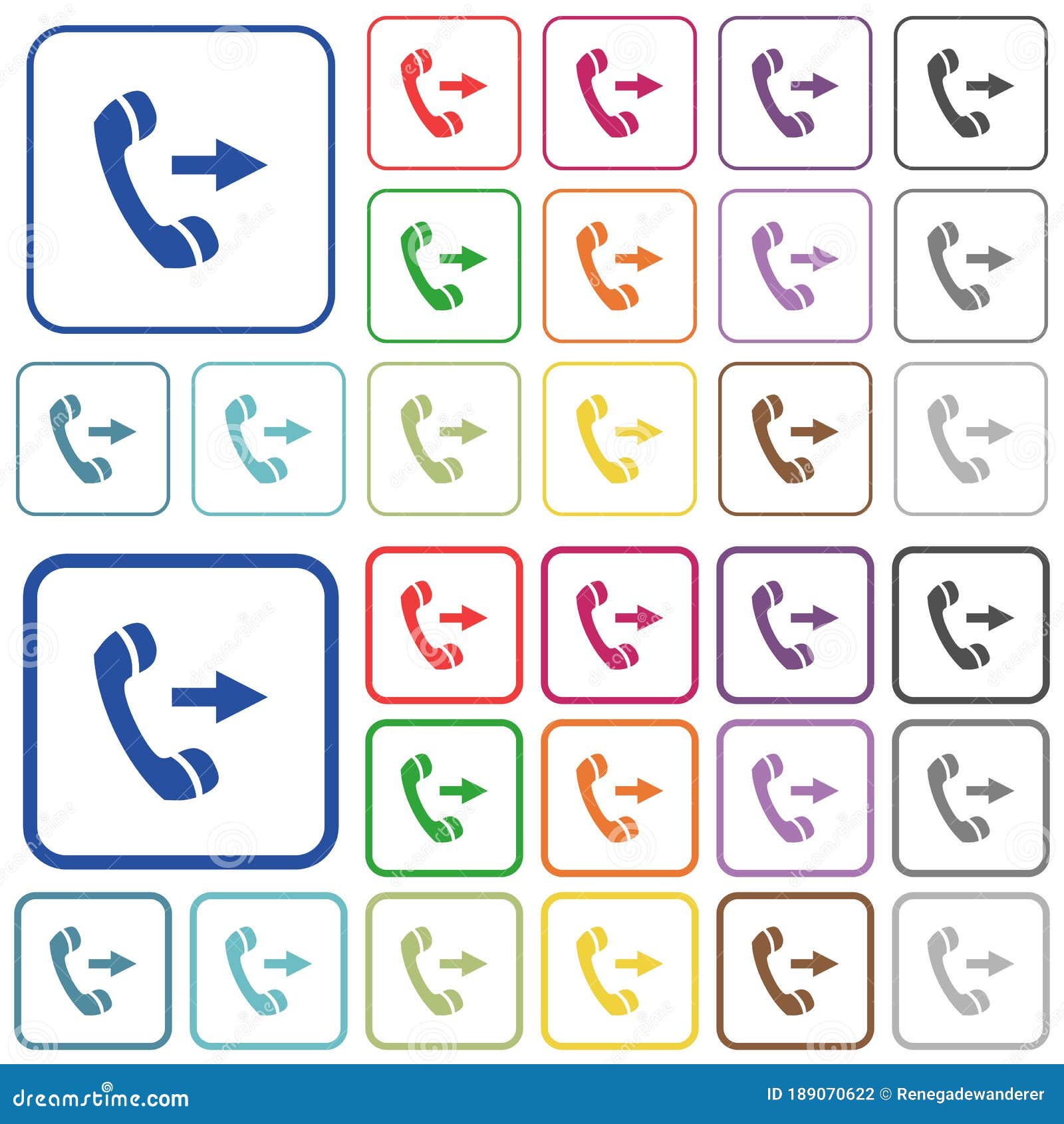 Outgoing Phone Call Outlined Flat Color Icons Stock Vector ...