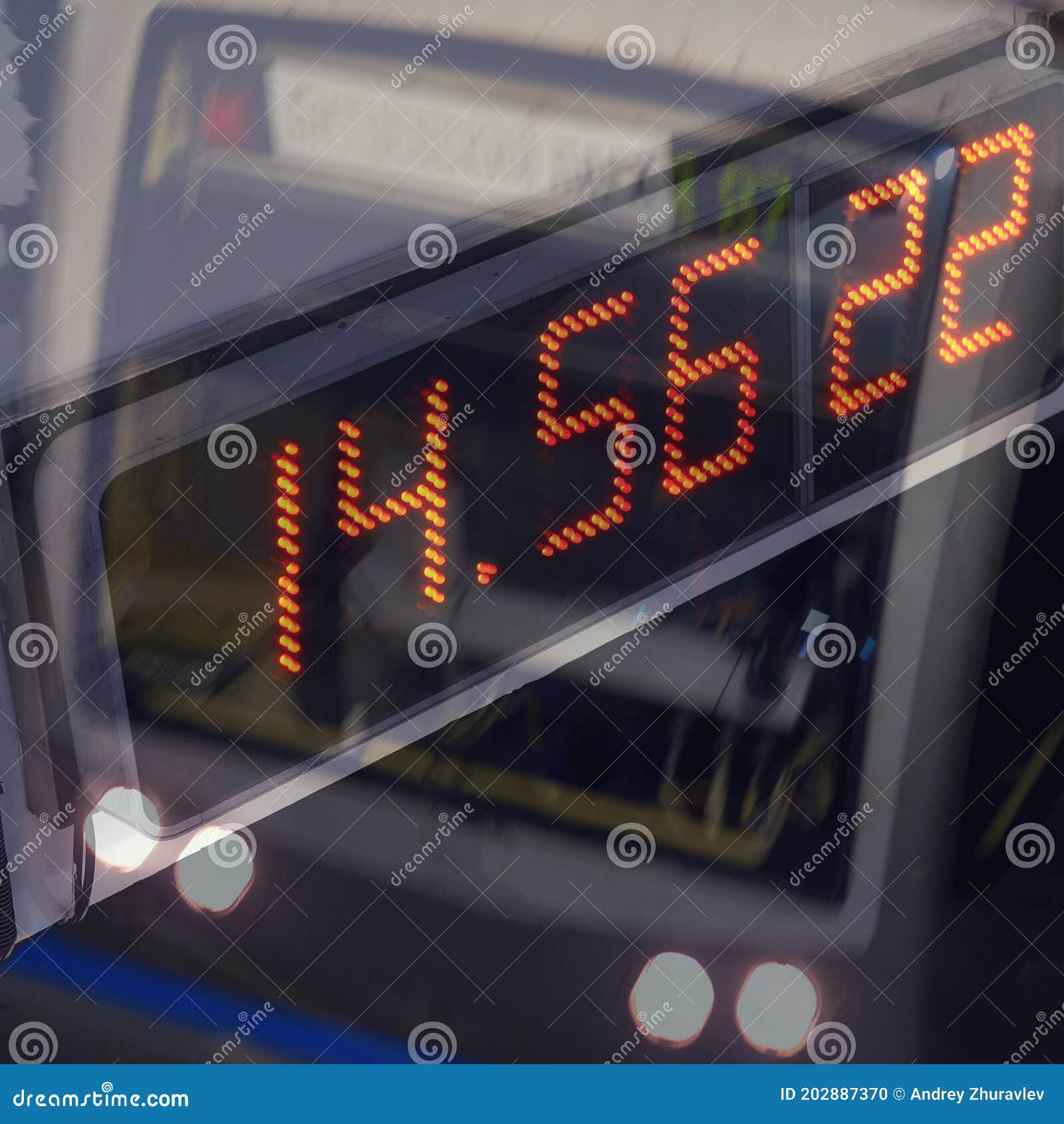 Outgoing Subway Train and Time and Timetable on Digital Scoreboard ...