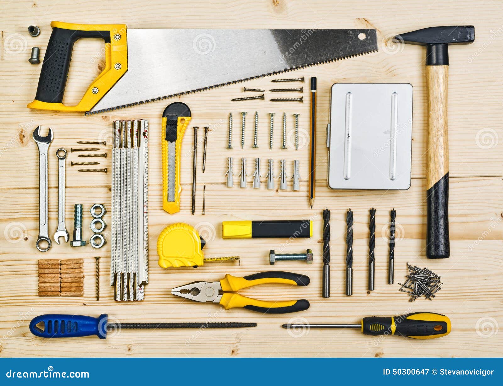 Outils Assortis De Boisage Et De Menuiserie Ou De Construction Image ...