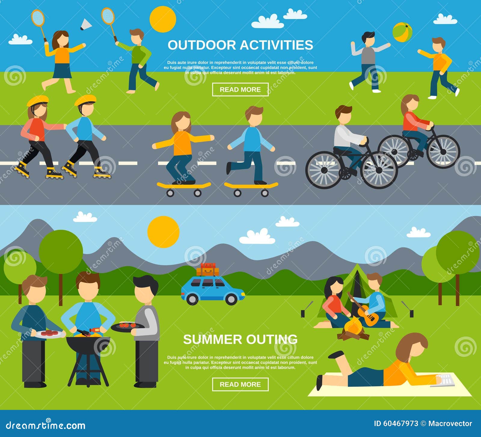 Outing Banner Set stock vector. Illustration of flat - 60467973