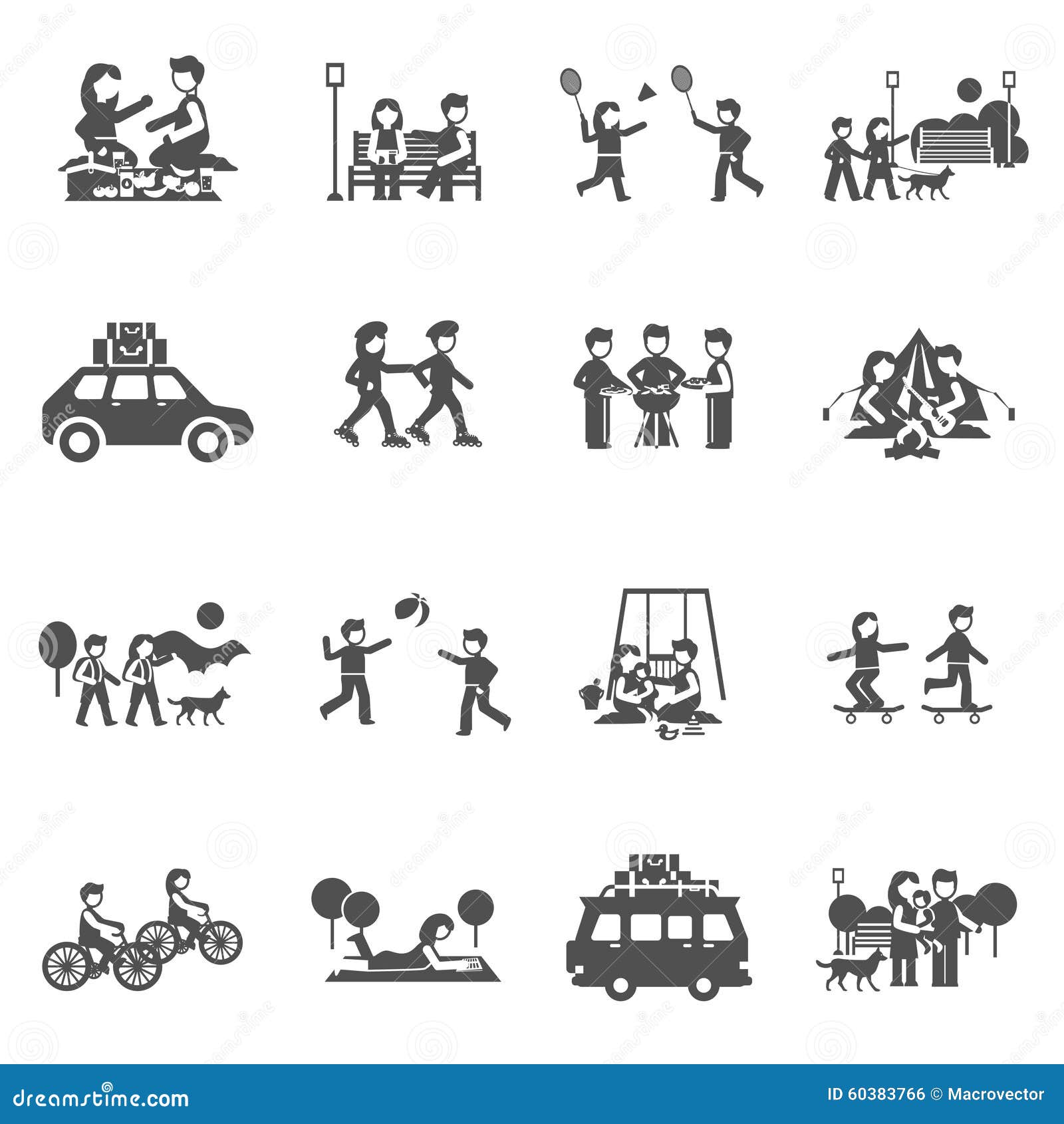 Outing Icons Set stock vector. Illustration of interface - 60383766
