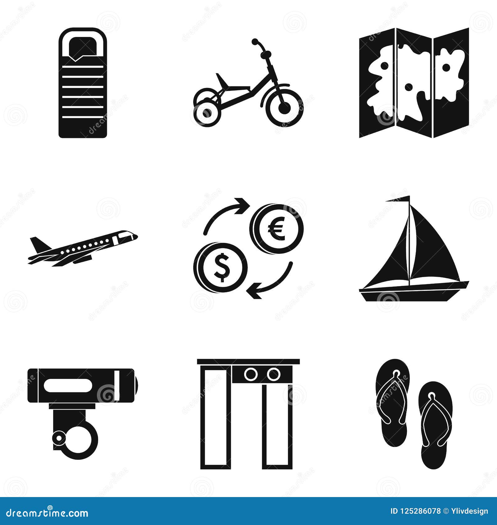 Outing Icons Set, Simple Style Stock Illustration - Illustration of ...