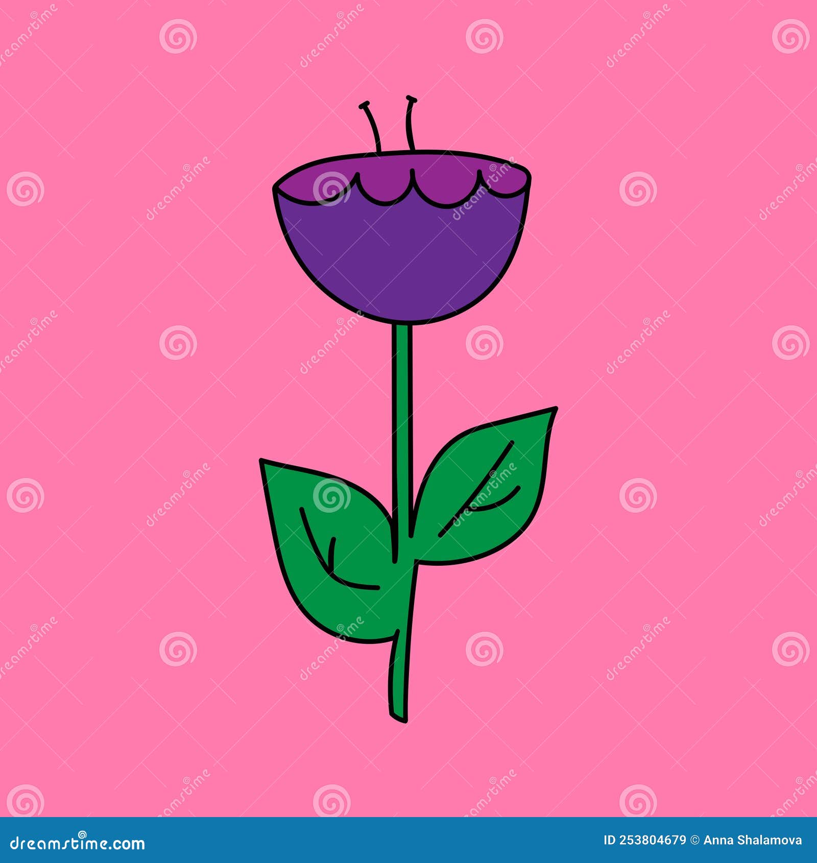 Outlandish Abstract Flower Hand Drawing in Doodle Style Stock Vector ...