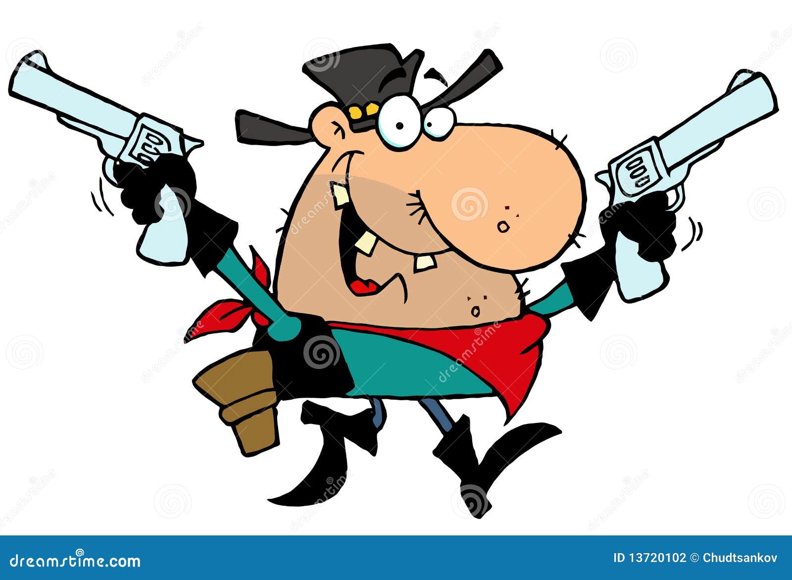 Outlaw Cowboy with Two Guns Stock Vector - Illustration of clip, color ...