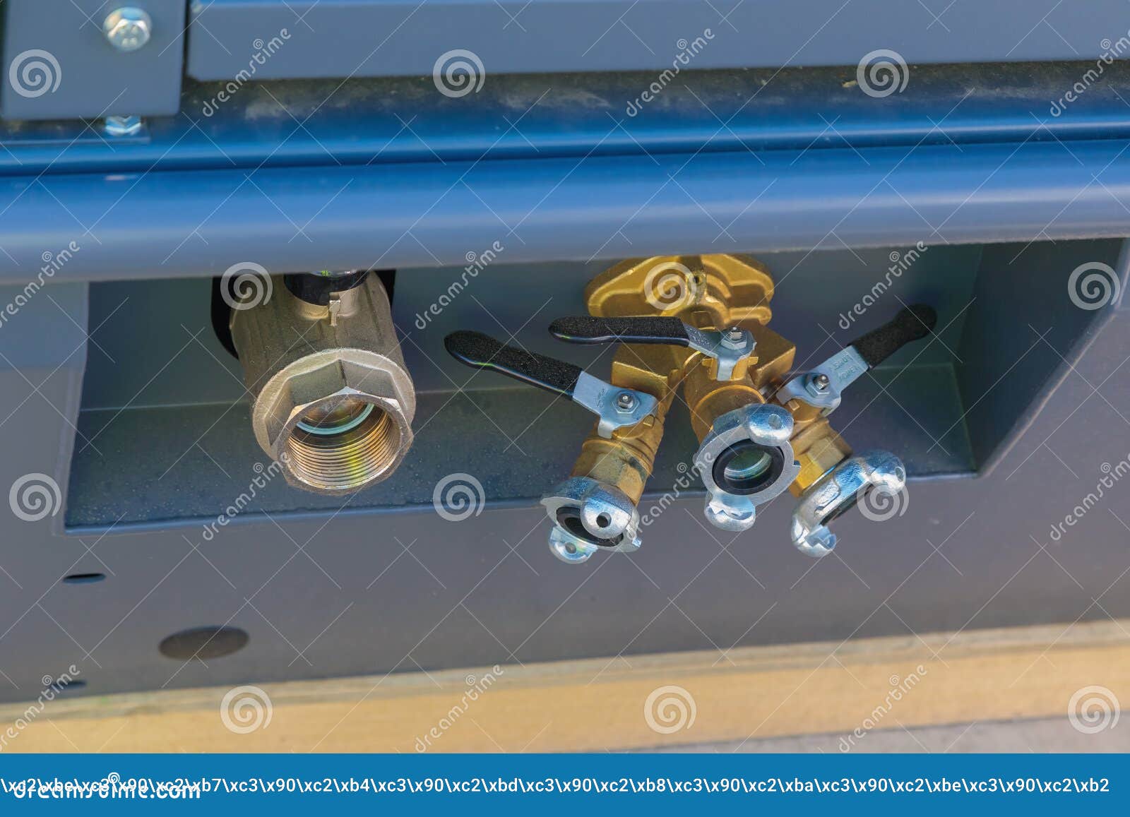 Outlet Ball Valves on an Air Compressor Close-up Stock Image - Image of ...