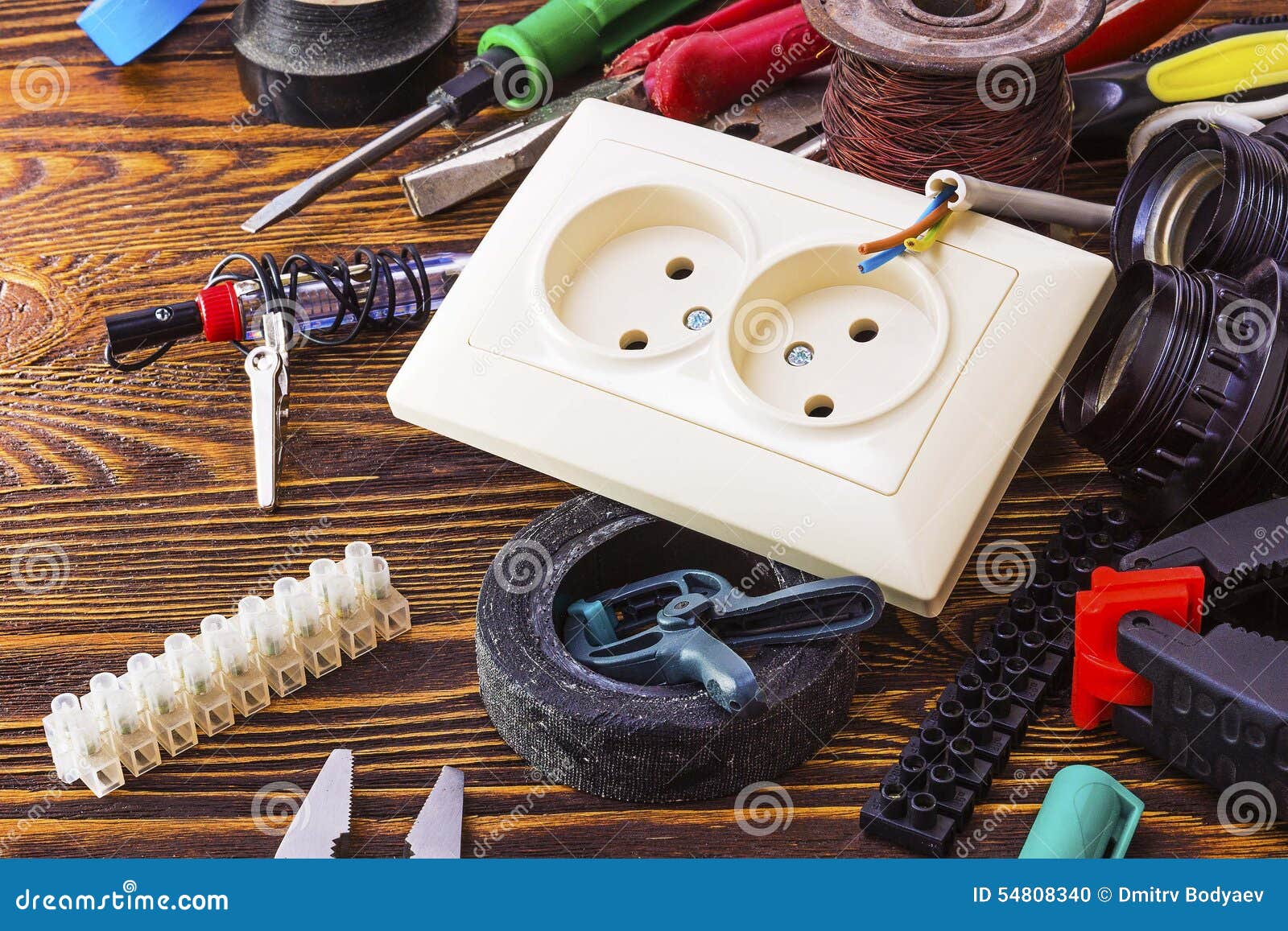 Outlet and Electrical Tools Stock Photo - Image of material, industry ...