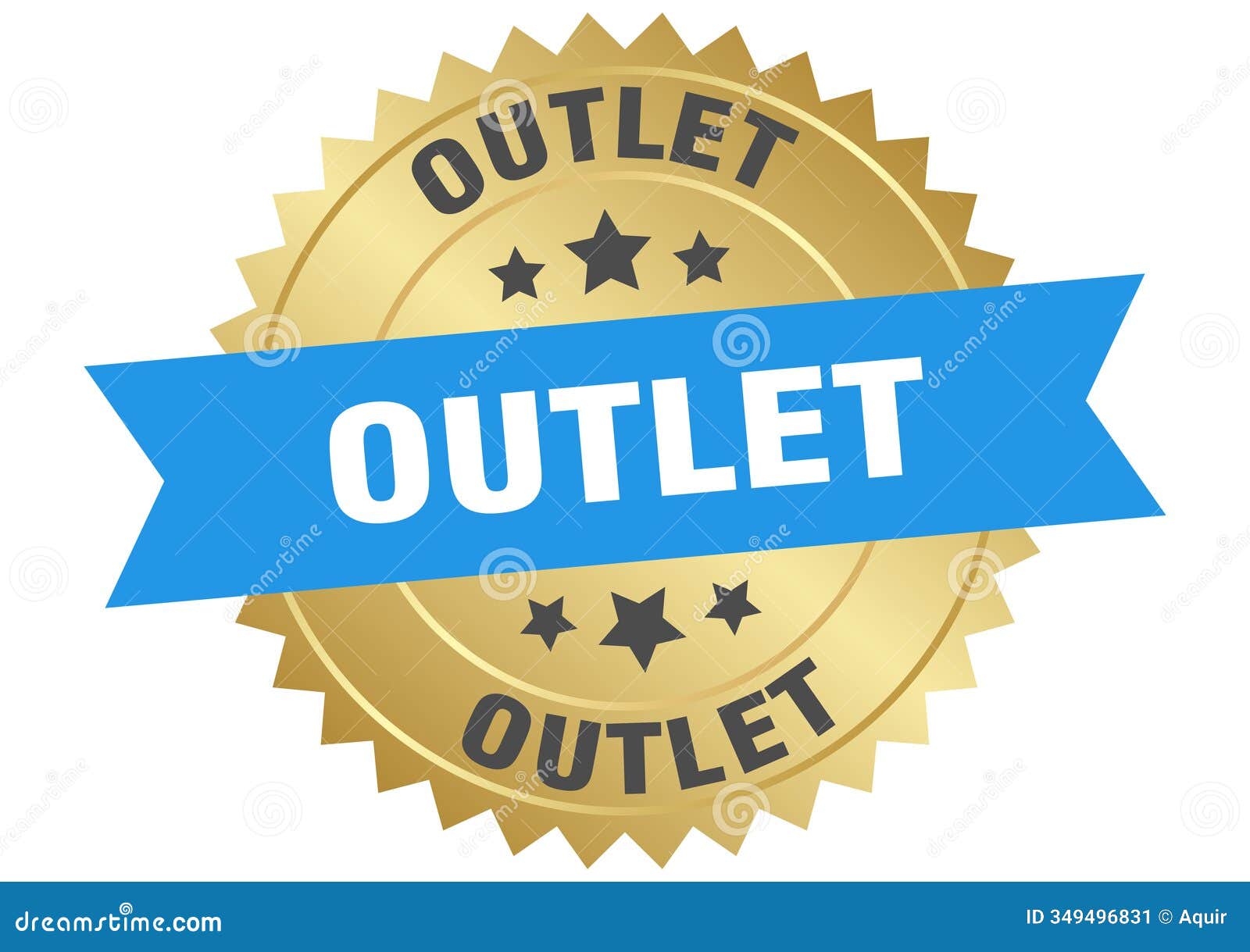 Outlet. Outlet Round Blue and Gold Label Isolated on Transparent ...