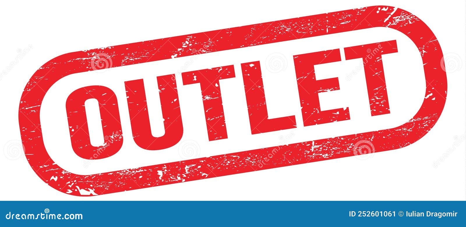 OUTLET, Text on Red Rectangle Stamp Sign Stock Illustration ...