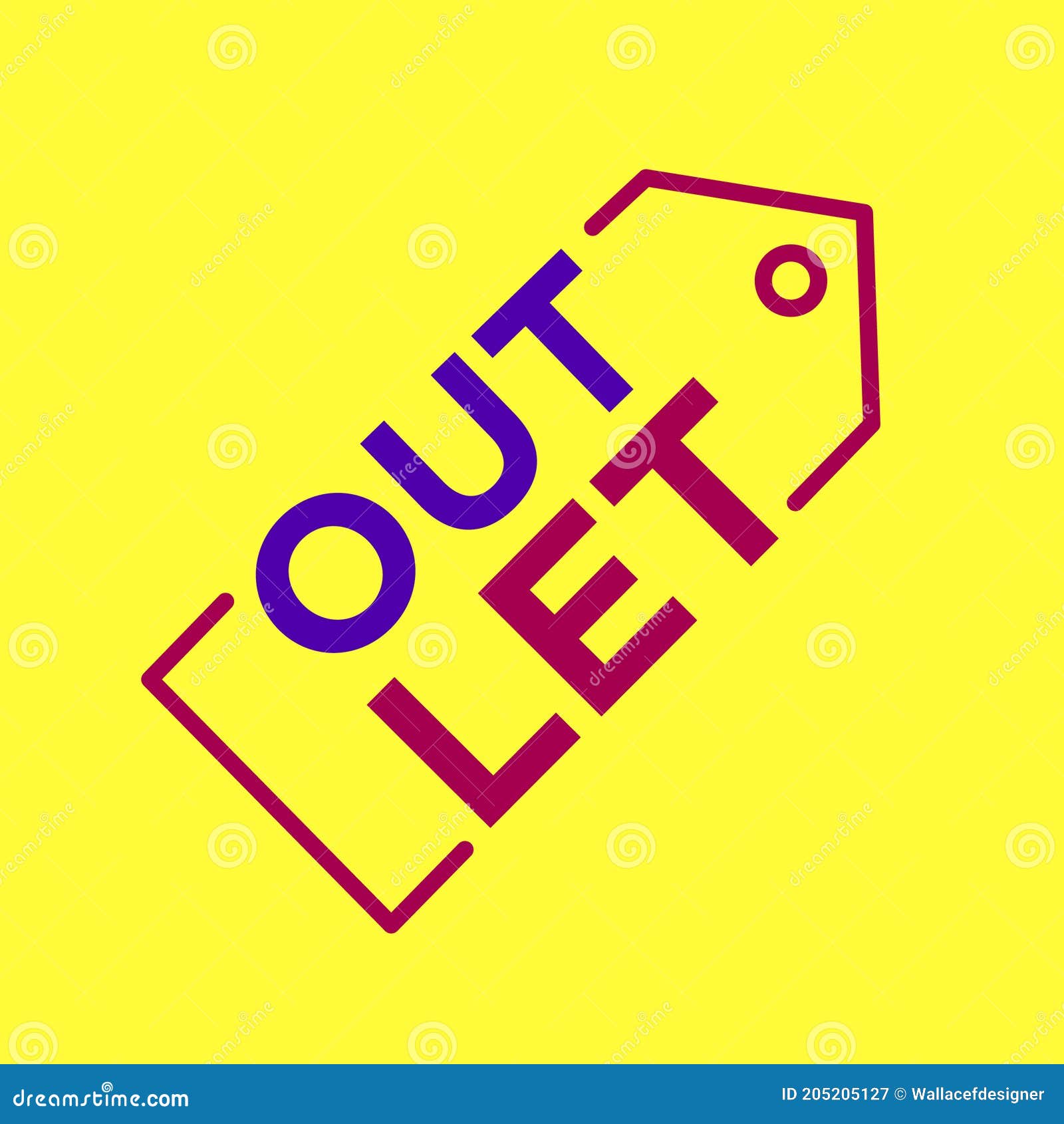 Outlet on a Yellow Background. Label Theme. Stock Vector - Illustration ...