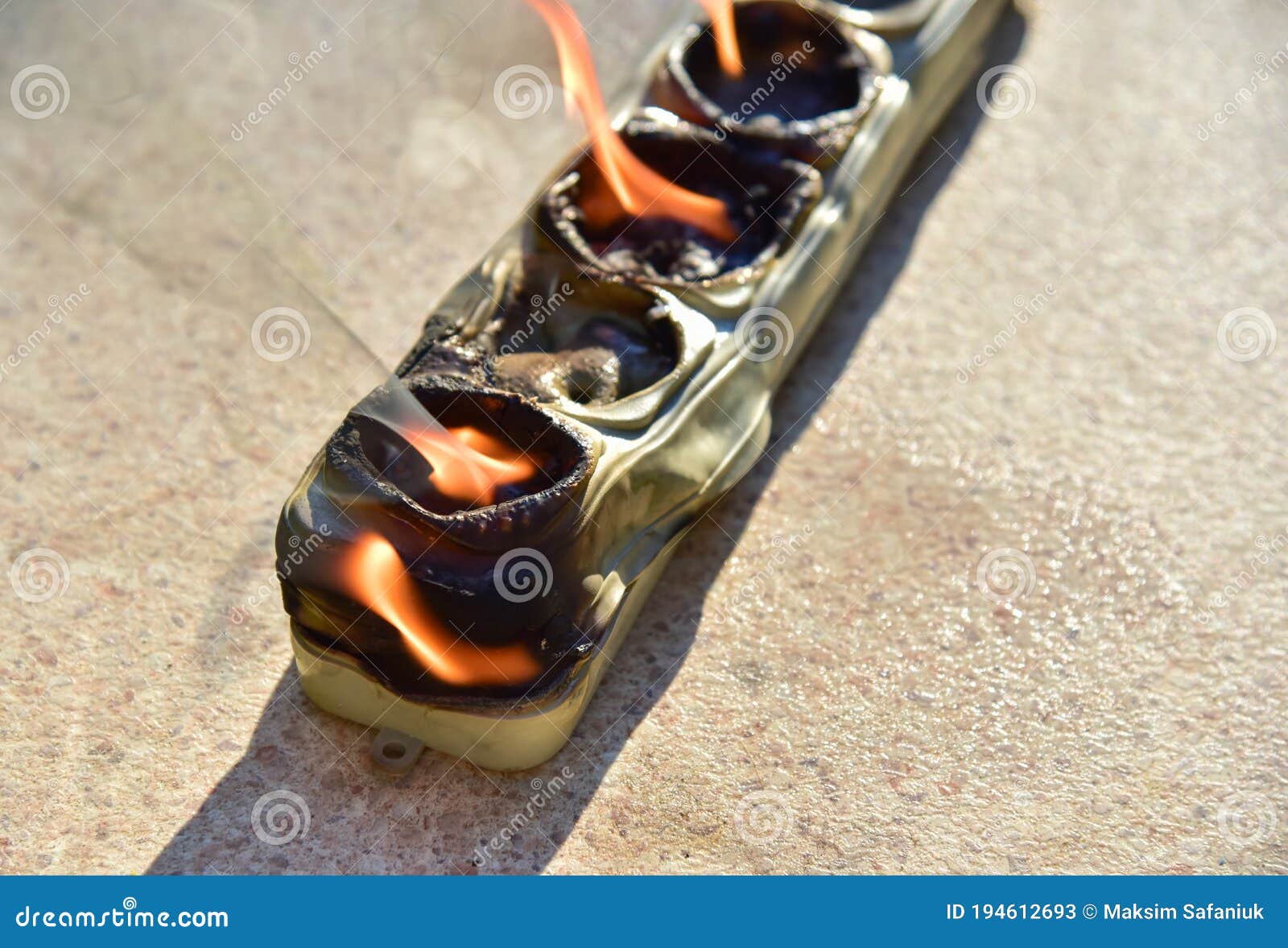 Overloaded Electrical Circuit Causing Electrical Short And Fire. Old ...