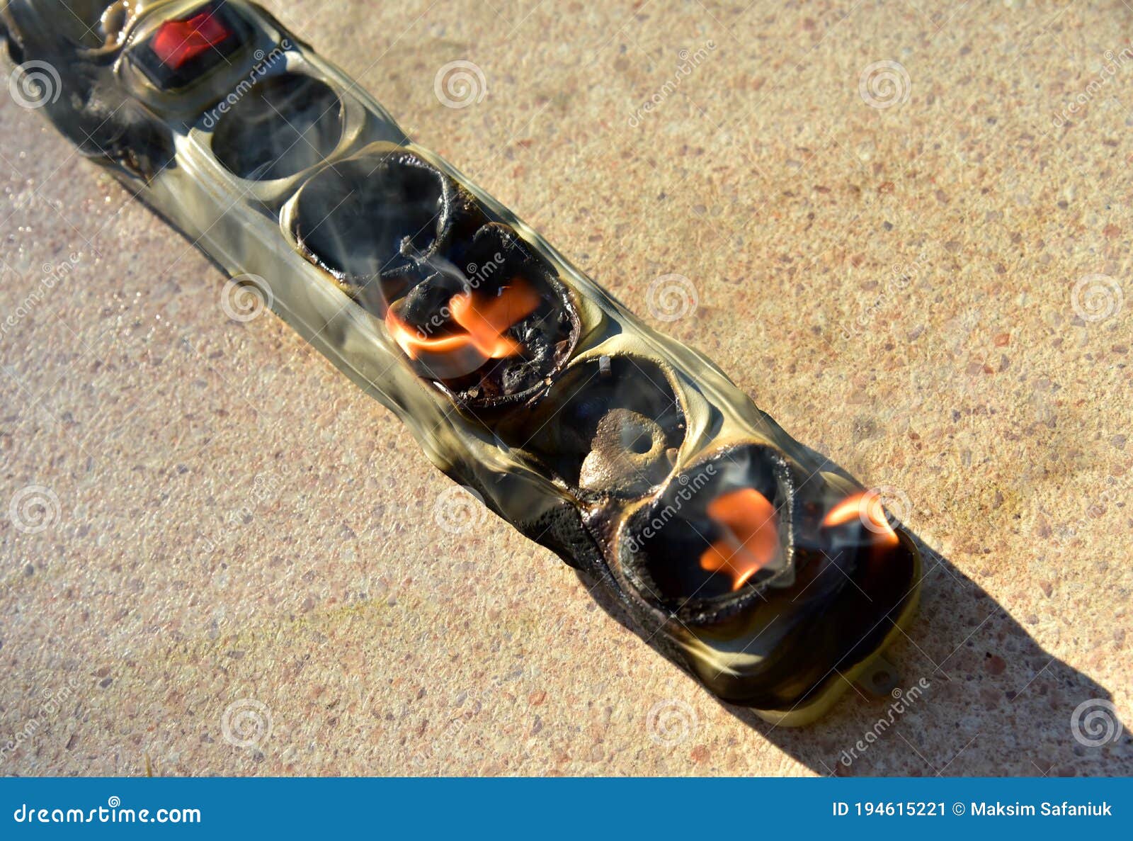 Overloaded Electrical Circuit Causing Electrical Short And Fire. Old ...