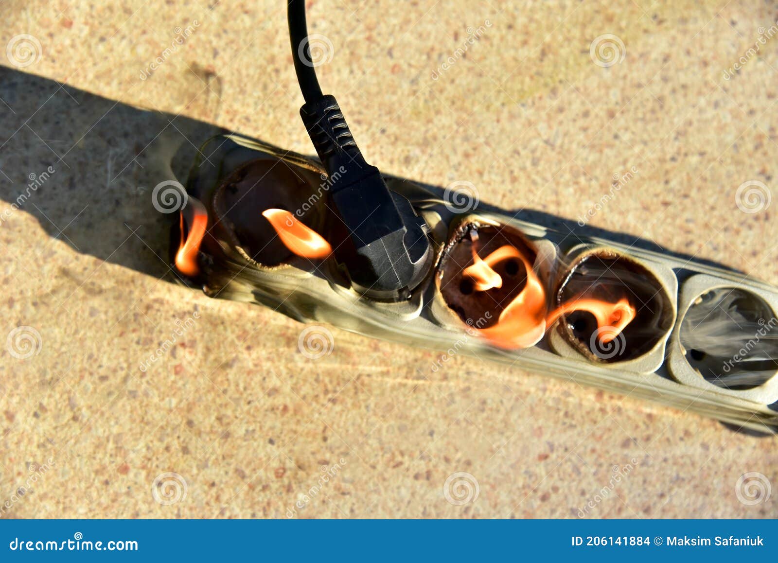 Outlets with Switche Caught Fire in Room. Overloaded Electrical Current ...