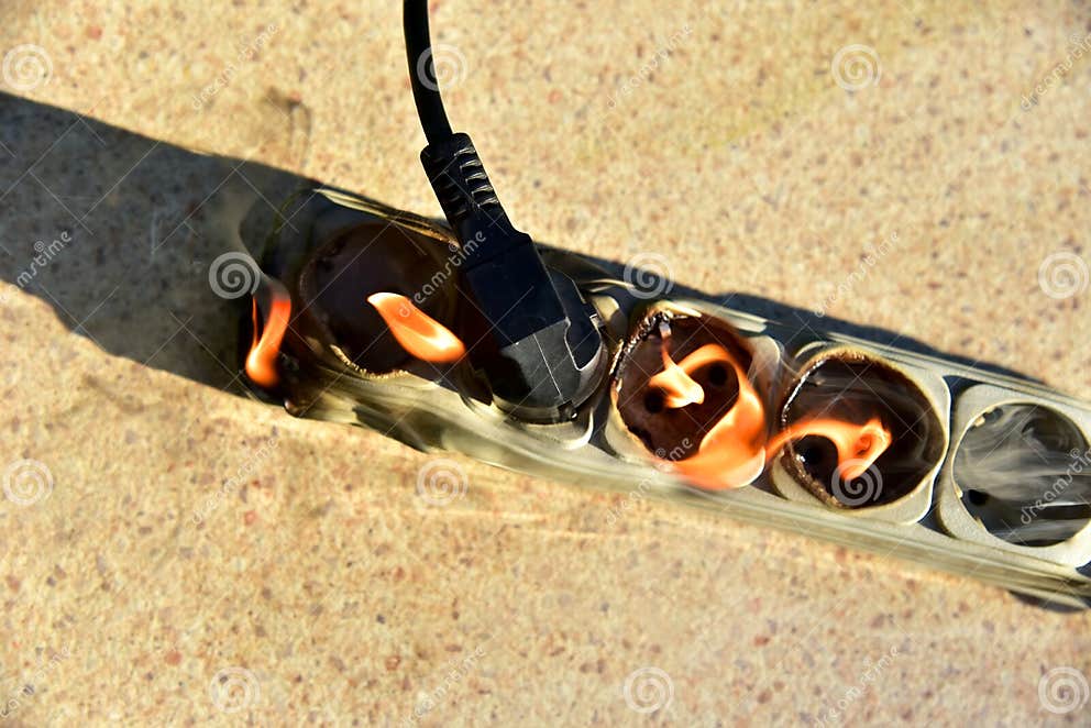 Outlets with Switche Caught Fire in Room. Overloaded Electrical Current ...