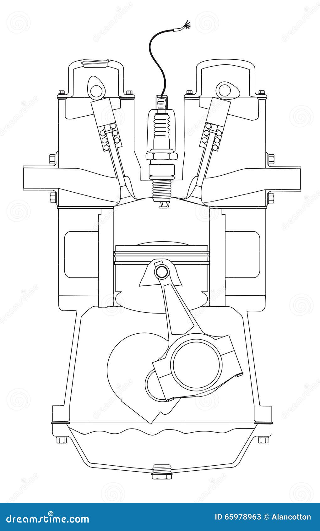 Outlind Drawing Petrol Engine Stock Vector - Illustration of engine ...